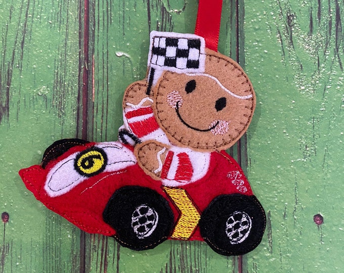 Race Car Ginger, Gingerbread Felt Ornaments/christmas/boy/girl/gift Tag ...