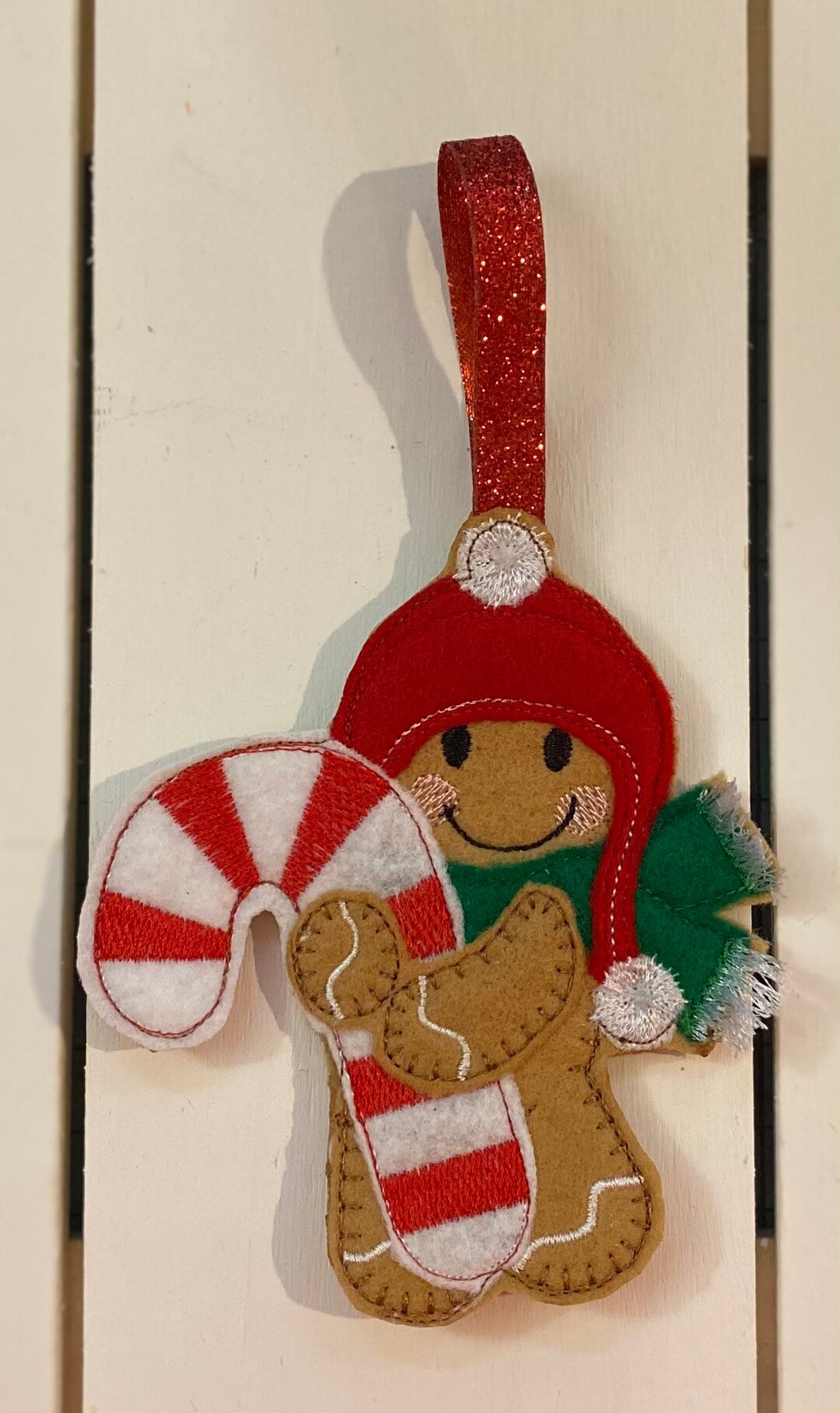 Ginger With Candy Cane Gingerbread/gingerbread Man Hanging Ornaments ...