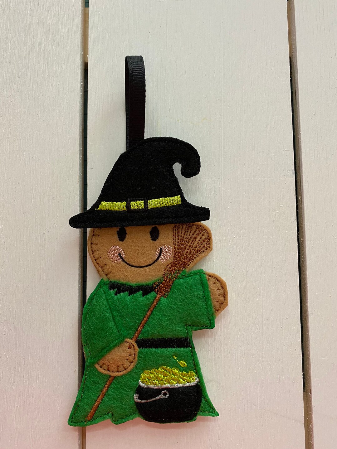 Green Witch Halloween Ginger /gingerbread Man Hanging Ornament - Etsy