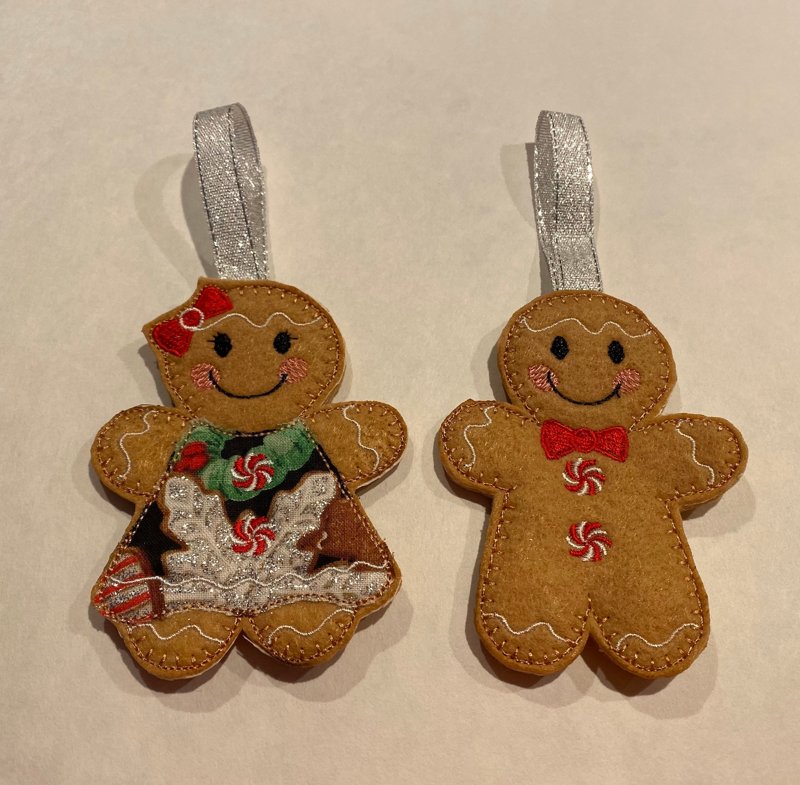Gingerbread Felt Ornaments/cookie Fabric Dress/ Red Bow Tie/christmas ...