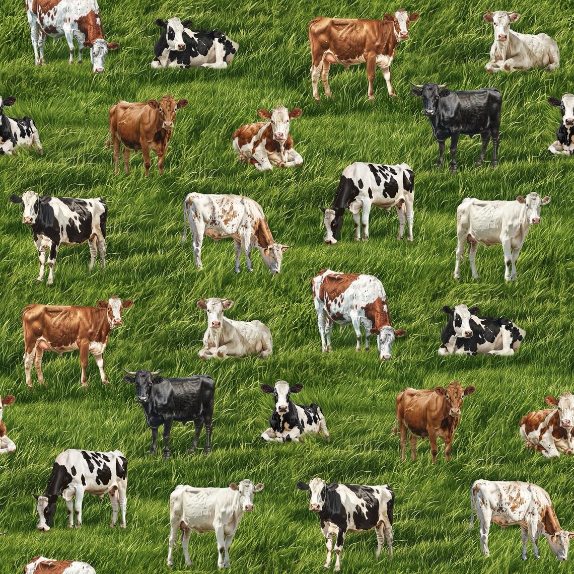 Cows & Bulls,cow Country, 100% Cotton, 45" Wide Listed @ 1/2 Yard - Etsy