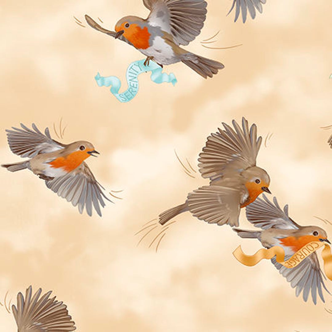 Serenity Prayer ,birds, on Natural, Listed @ 1/2 Yd Quilting Treasures ...