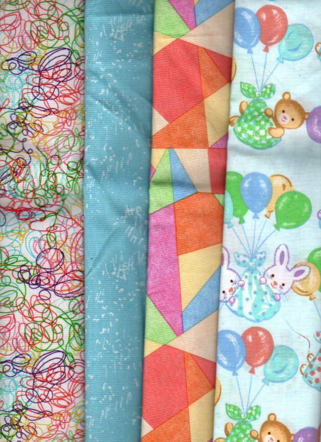 4 Fat Quarters, Easter, Bunnies,balloons, 22"x 18" 100% Cotton - Etsy