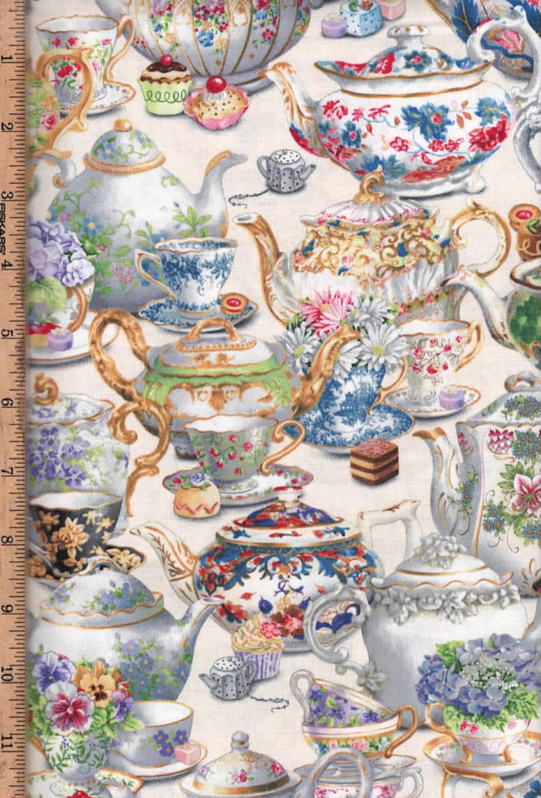 Fancy Tea,tea Cups/pots, 45" Wide Listed @ 1/2 Yard Elizabeth Studio ...