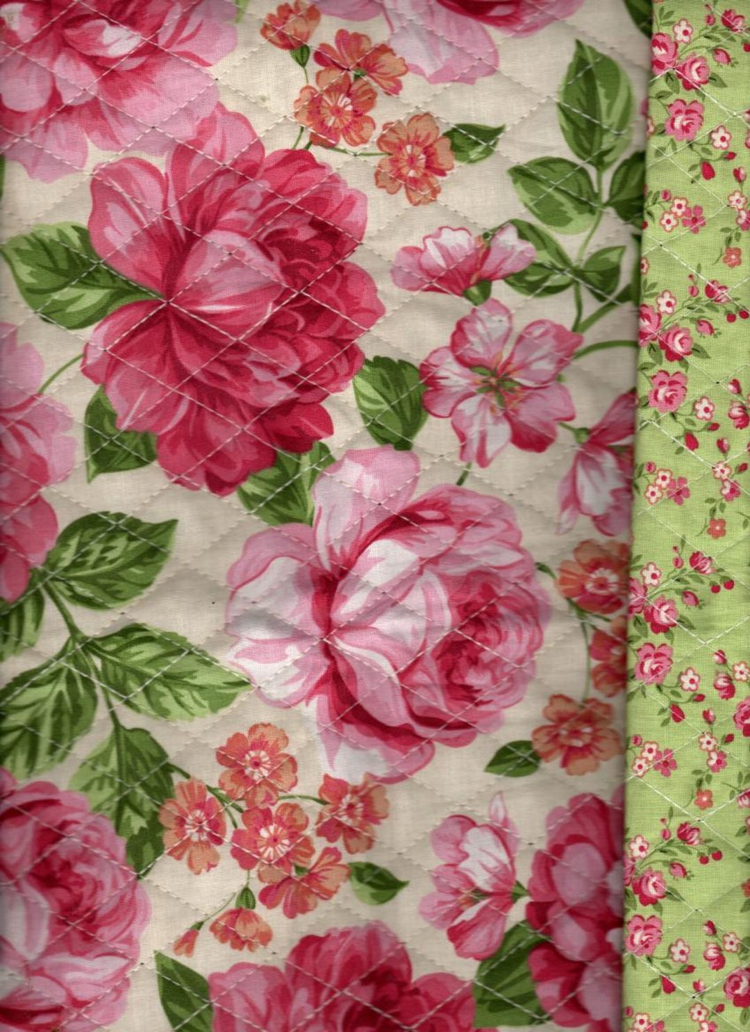 Pre Quilted, Double Faced,rose on Natural, Listed @42"wide Listed @1/2 ...