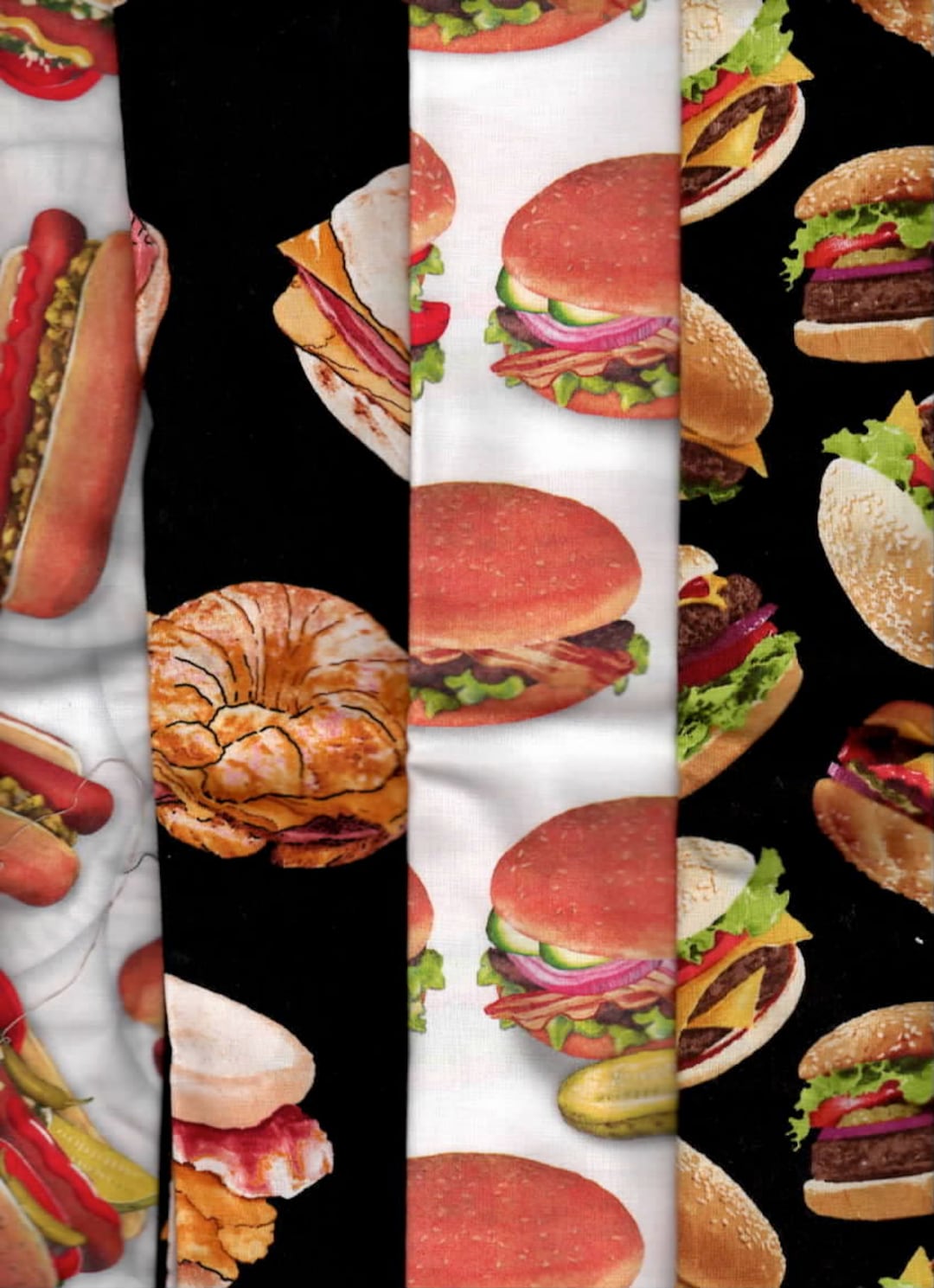 Fast Food Sandwich,4 Fat Quarters 22"x 18" 100% Cotton - Etsy