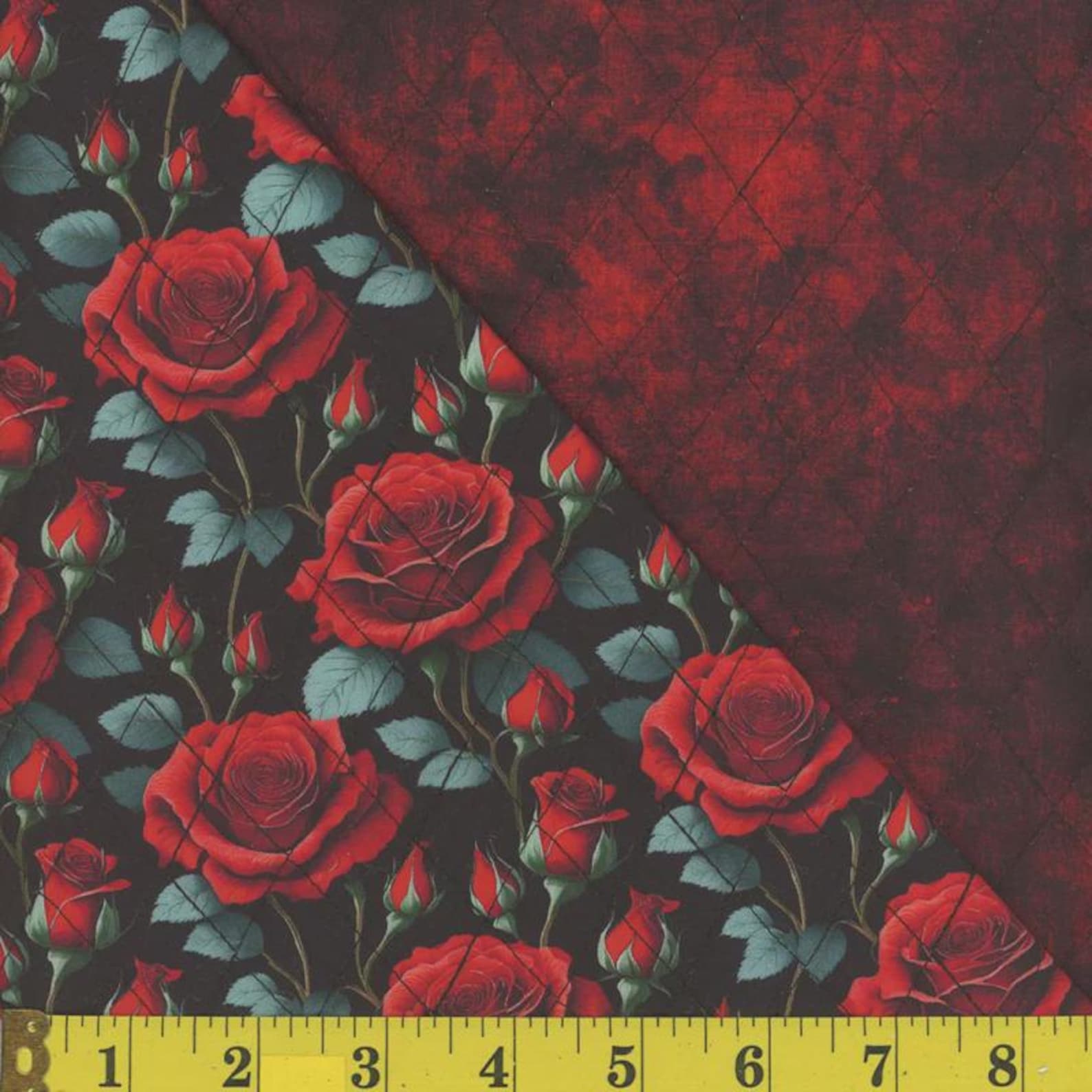 Pre Quilted Red Rose Fabric 43'' Wide @ 1/2 Yard - Etsy