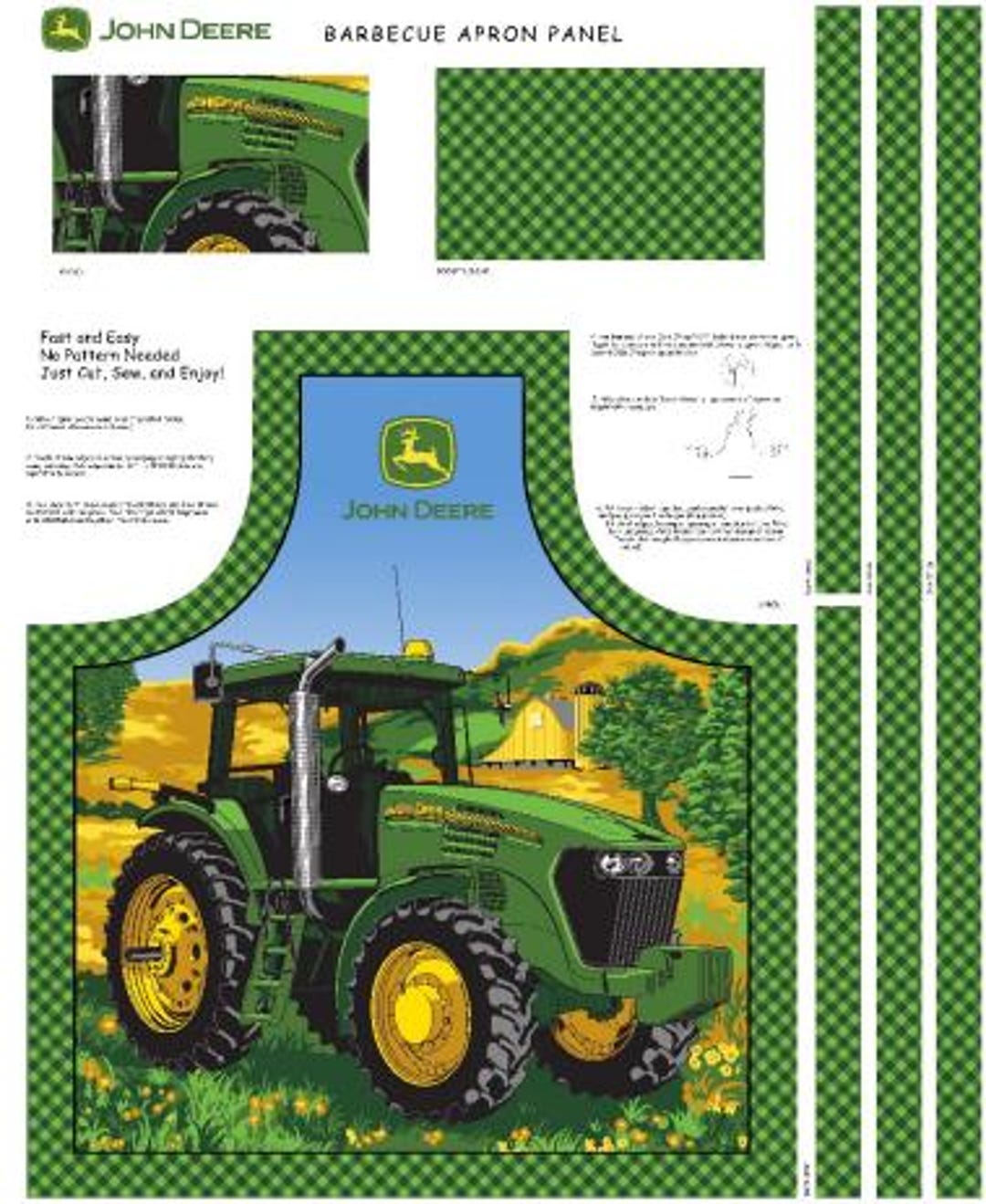 John Deere,tractor, Apron 45" Wide Listed @1yard Panel - Etsy