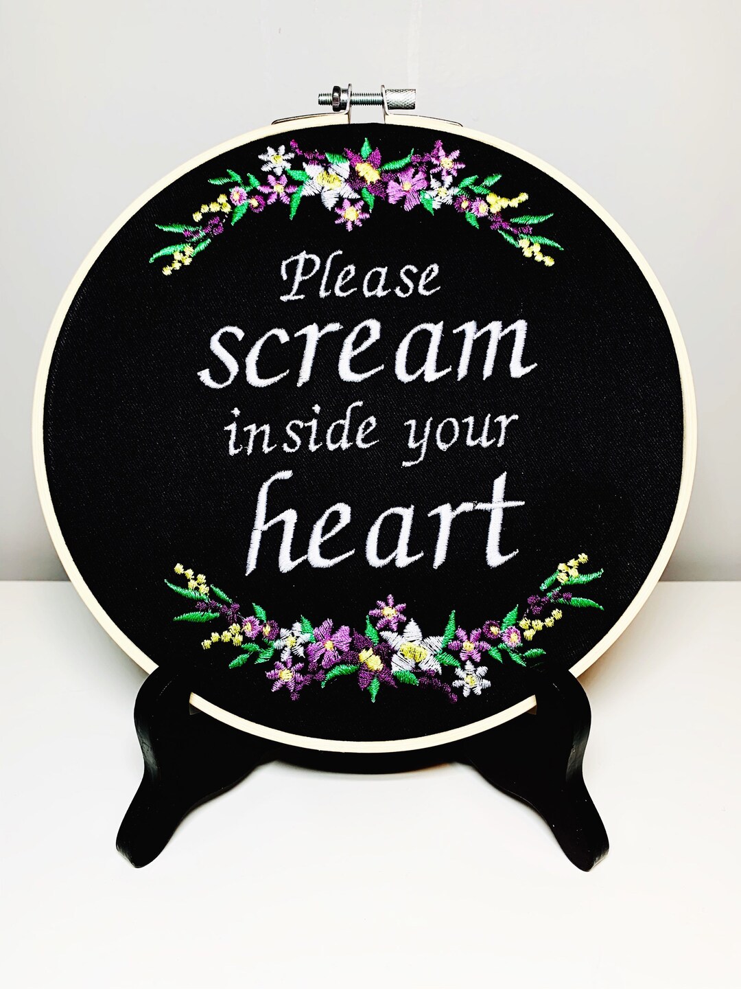Please Scream Inside Your Heart Machine Embroidery in an 8 Bamboo Hoop ...