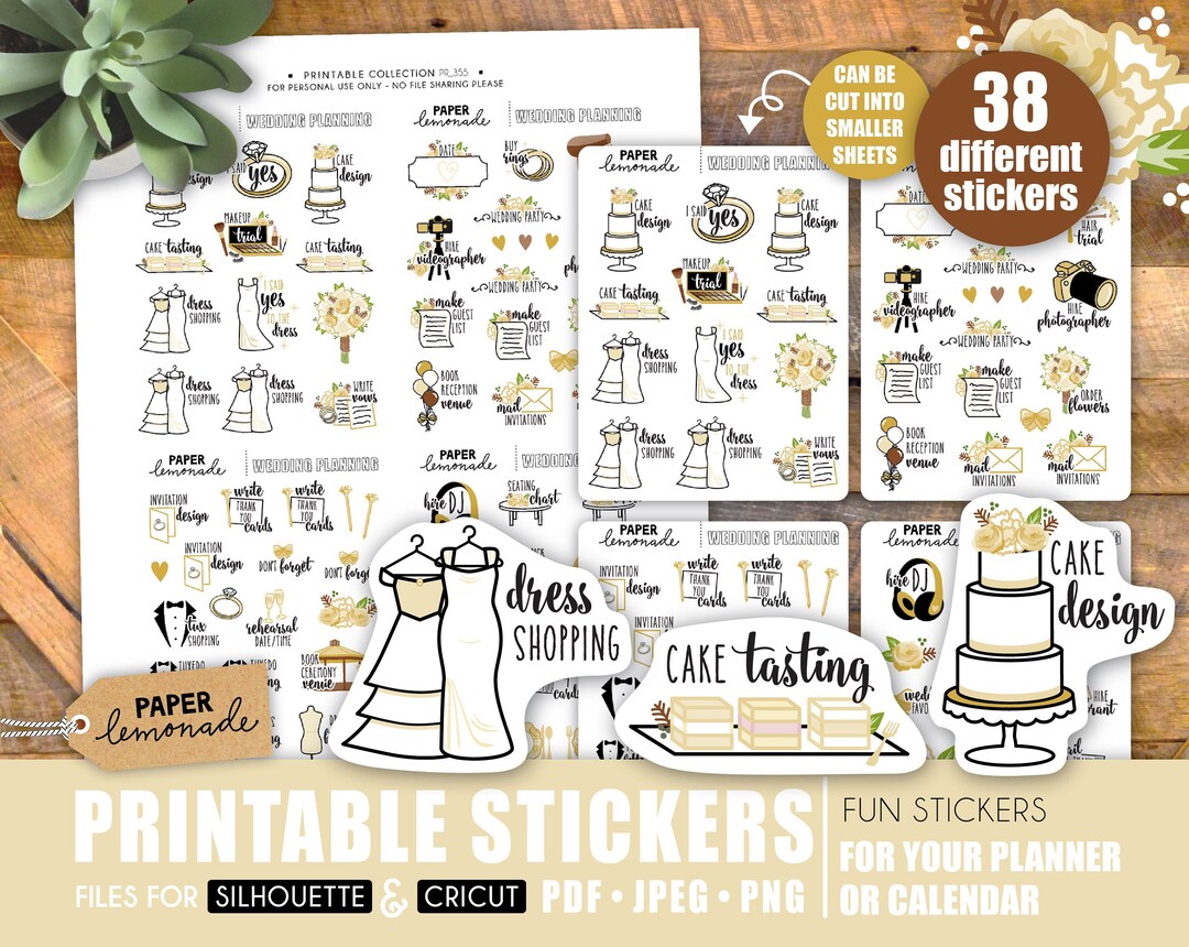 Wedding Planning Stickers Printable Wedding Stickers for Your Planner ...