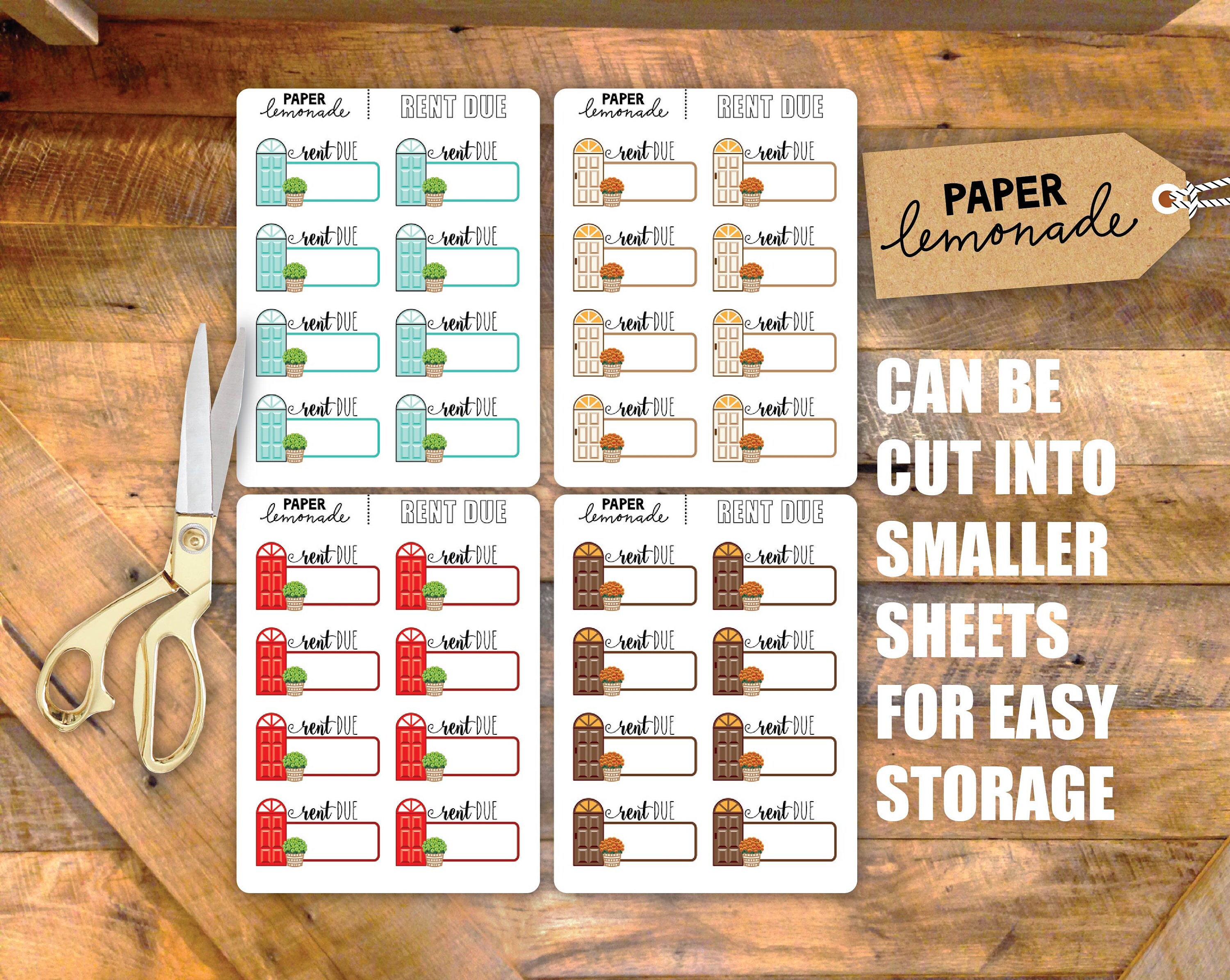 Printable Rent Due Stickers for Your Planner Rent Reminders - Etsy