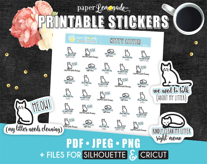 Printable Stickers Litter Cleaning Reminder Stickers Cat Litter Sticker ...