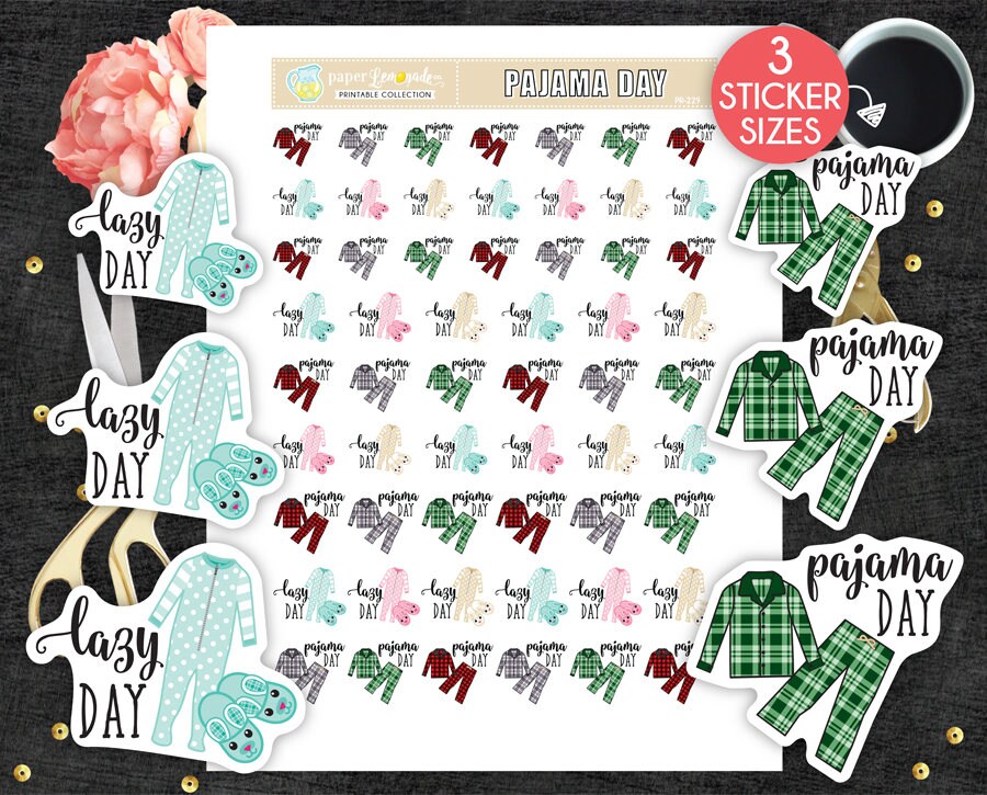 Printable Stickers pajama stickers pyjama day stickers pyjama | Etsy