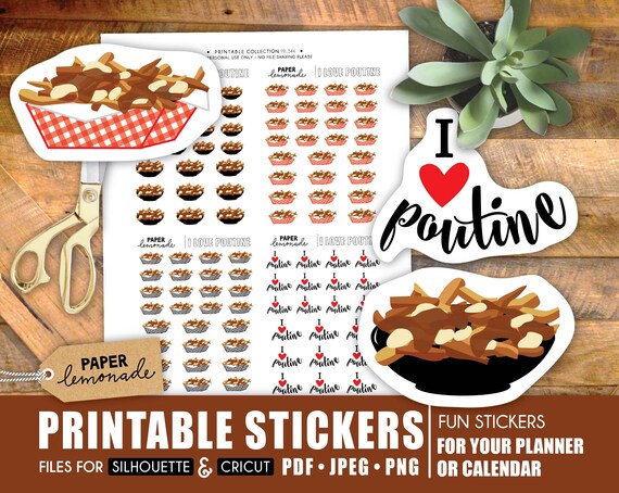 I Love Poutine Printable Stickers Including Files for CRICUT | Etsy