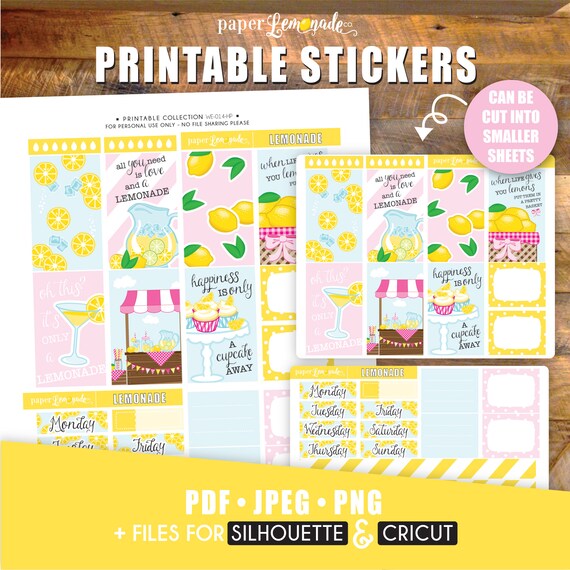 Printable Lemonade Weekly Kit HP stickers WEE-014 | Etsy
