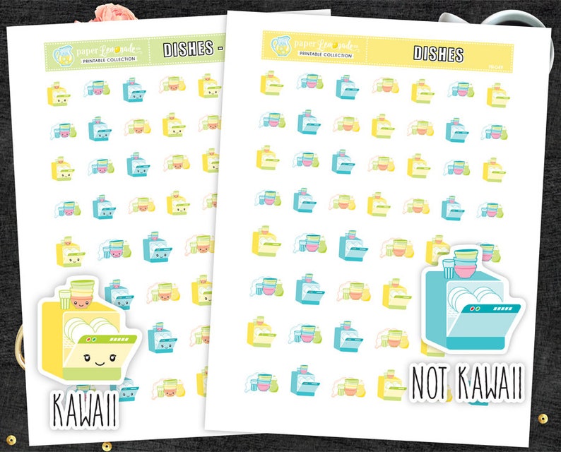 Printable Stickers Dish Washing Stickers Doing Dishes Printable Washing ...