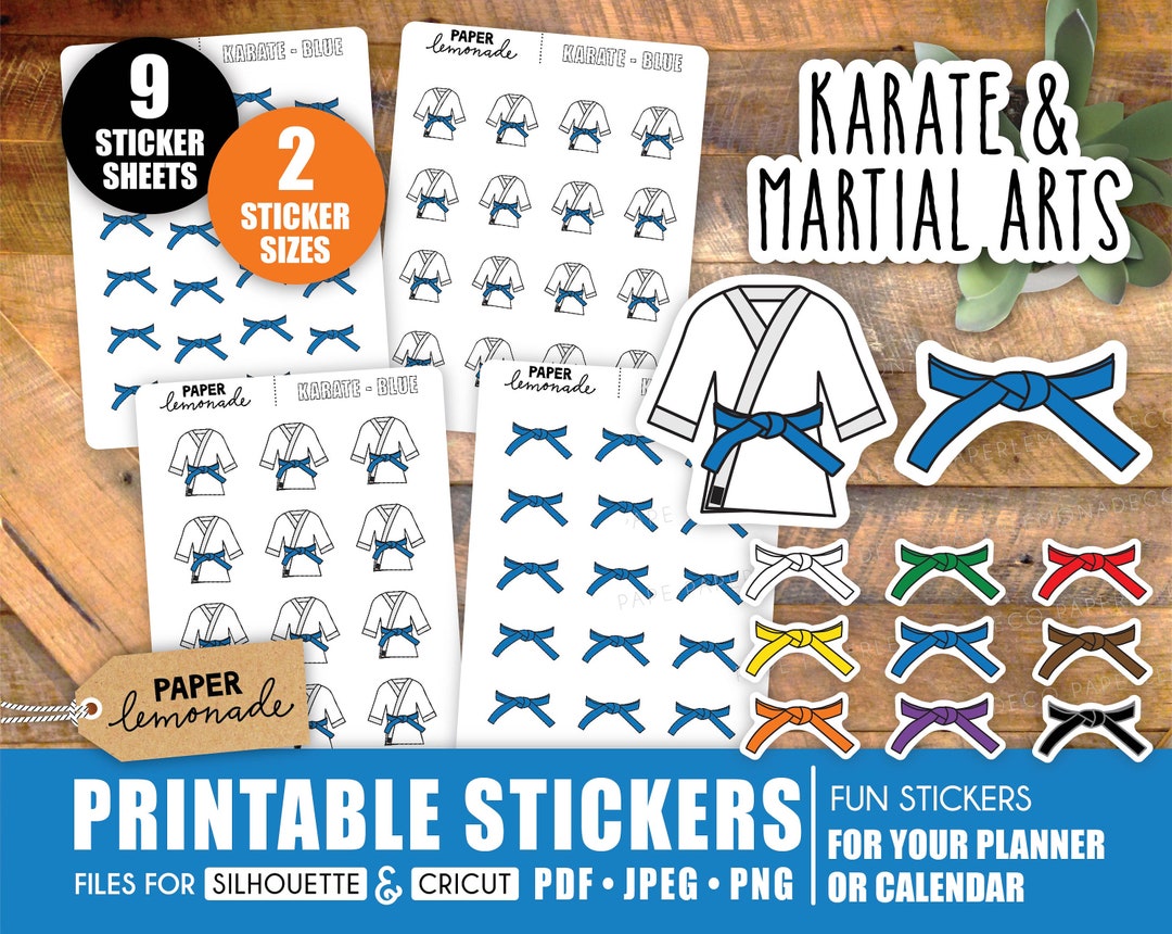 Karate Planner Stickers 9 Colours Total 9 Sheets Printable Martial Art ...