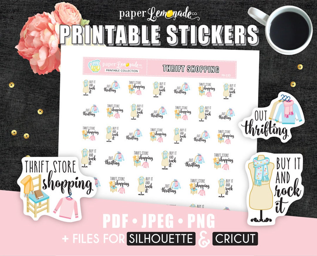 Printable Stickers Thrift Shopping Thrifting Stickers Thrift Store ...