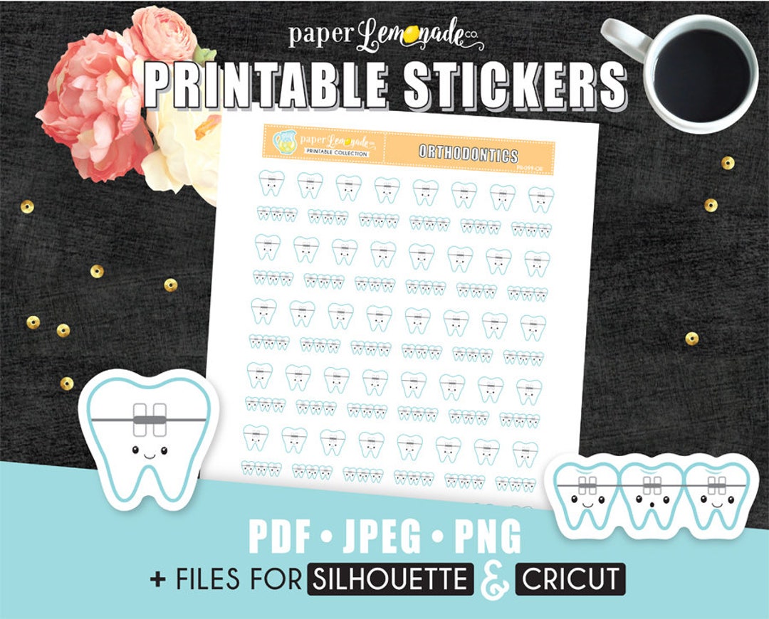 Printable Stickers Orthodontics Appointment Stickers Braces Stickers ...