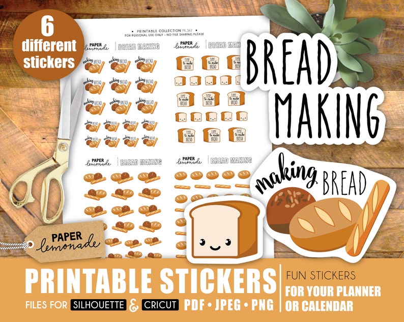 Bread Making Stickers Printable Bread Stickers for Your - Etsy