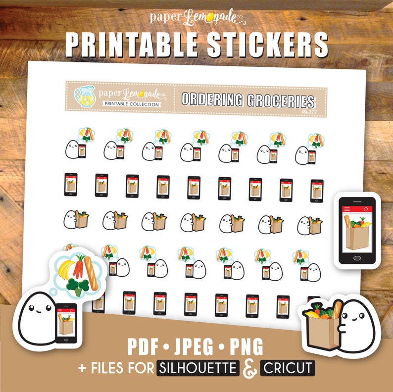 Groceries Printable Stickers Ordering Groceries Food Shopping - Etsy