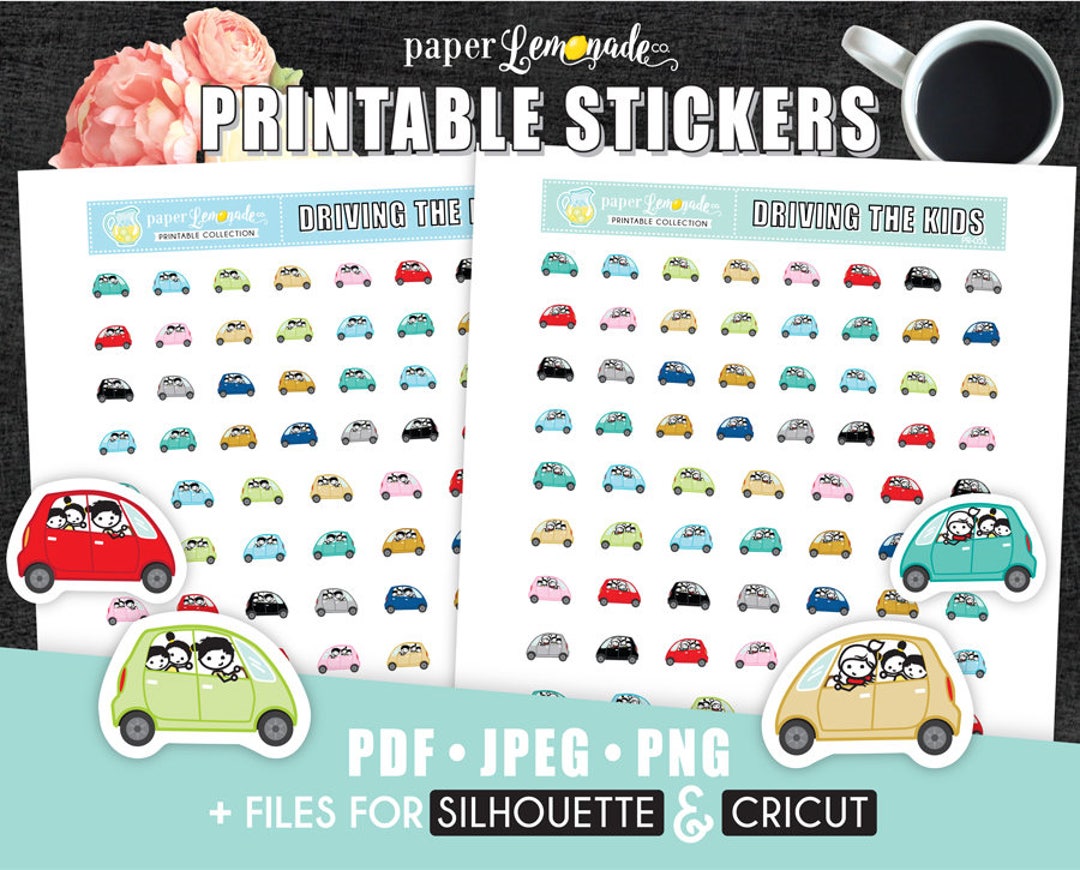Printable Stickers Driving the Kids Stickers Road Trip Printable Soccer ...