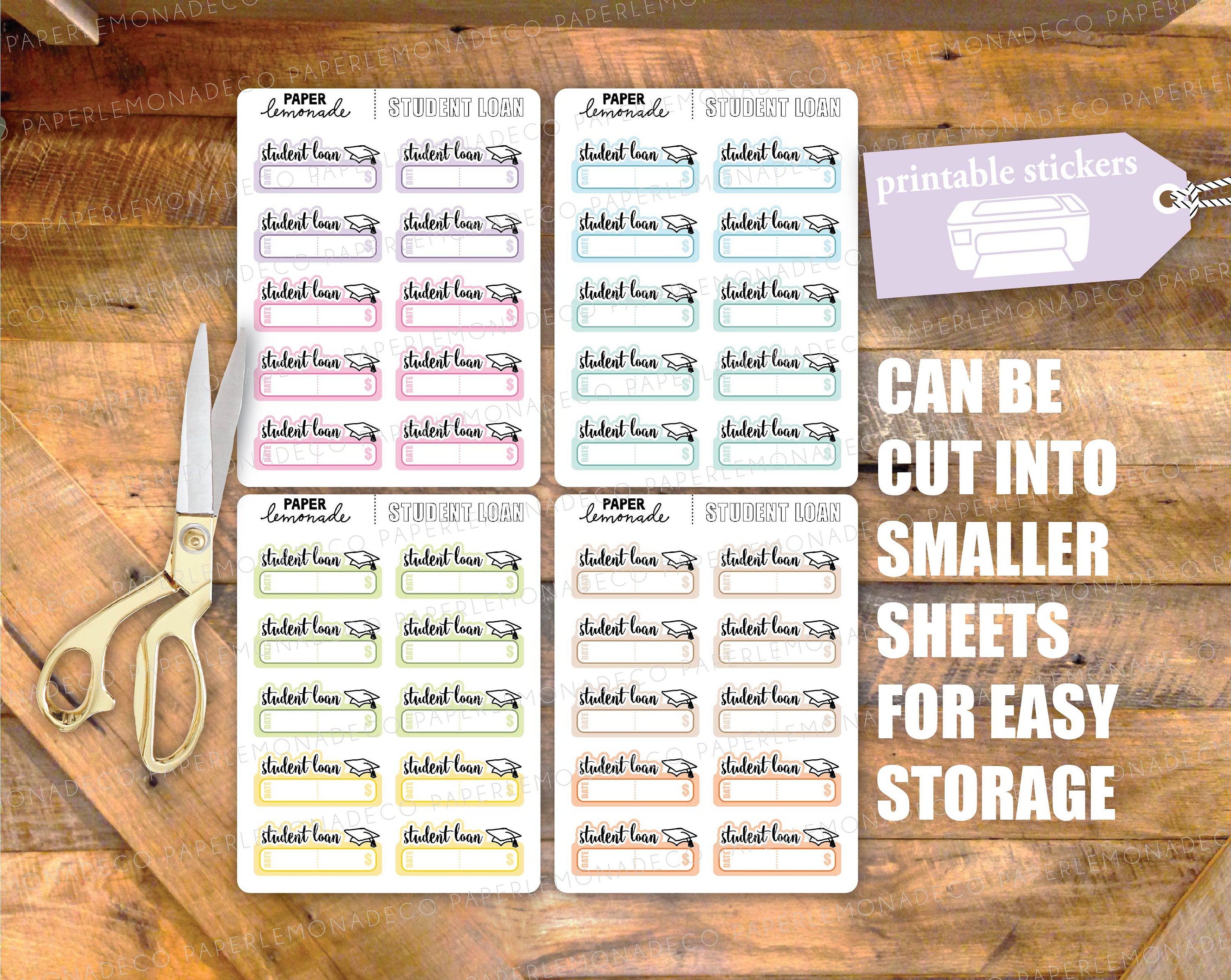 Student Loan Printable Stickers Payment Reminder for Your Planner Track ...