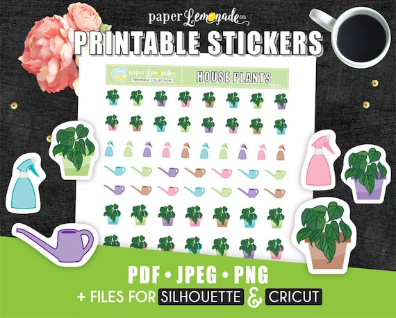 Printable Stickers Plant Care Stickers Houseplant Water Plants | Etsy