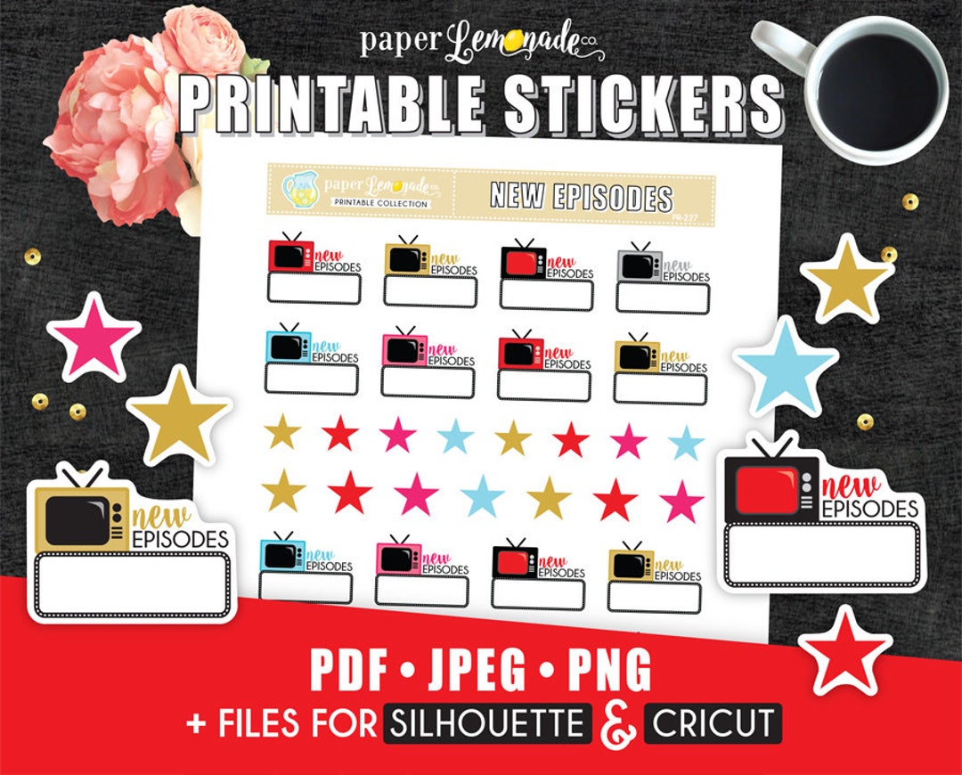 Printable Stickers New Episodes TV Show Stickers Watching Television ...