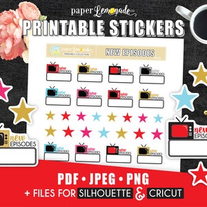 Printable Stickers New Episodes TV Show Stickers Watching Television ...