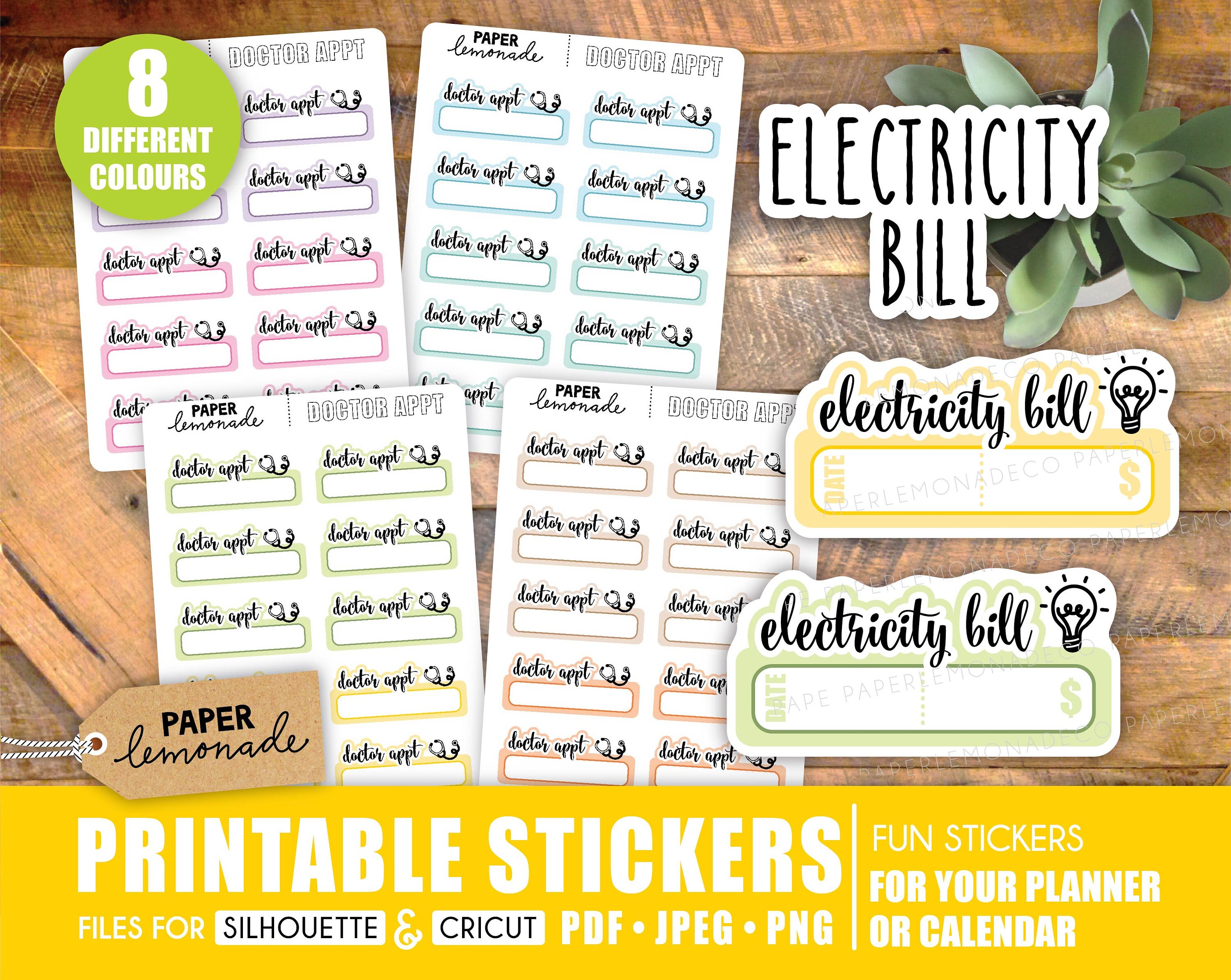 Electricity Bill Printable Stickers Payment Reminder for Your - Etsy