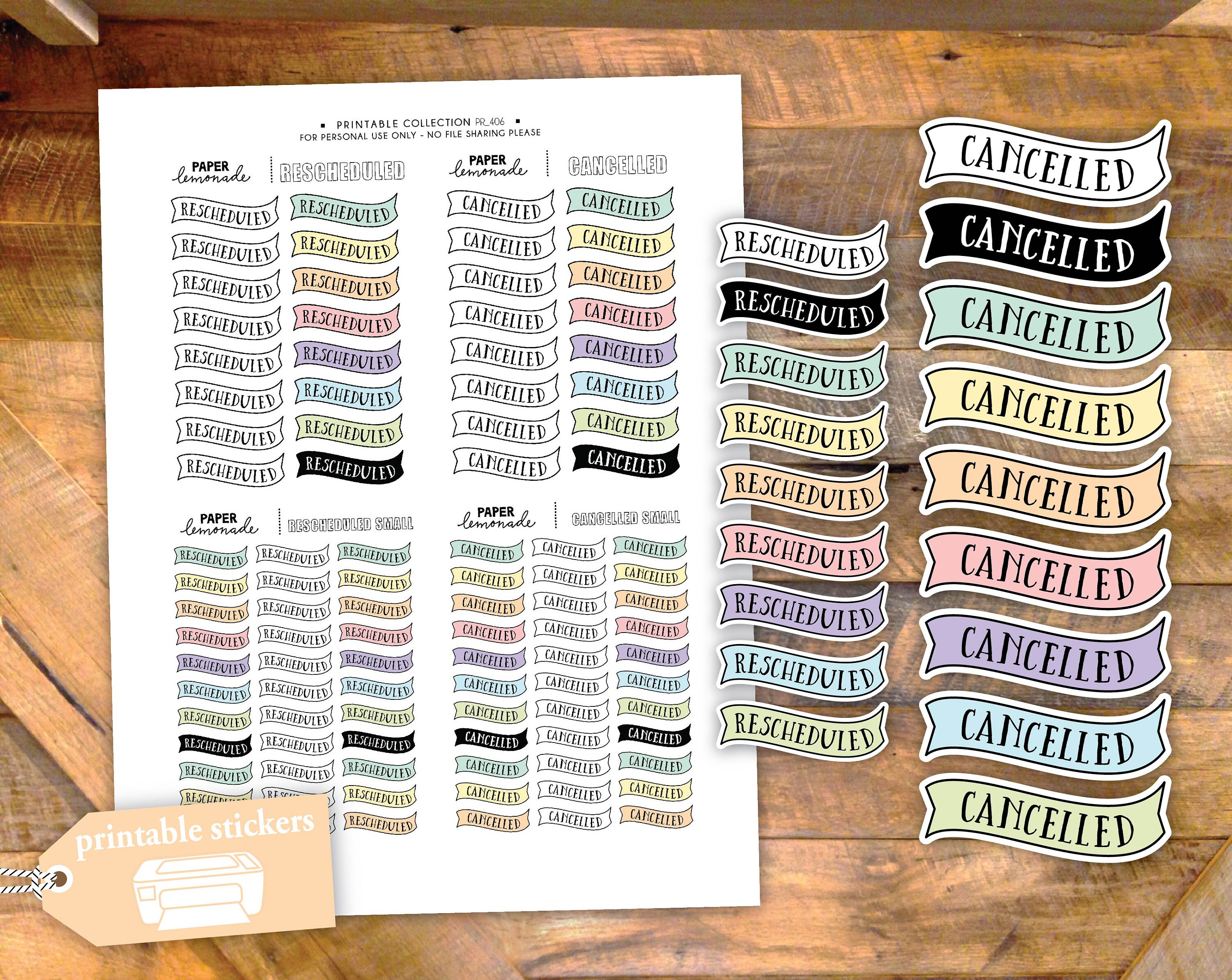 Printable Cancelled Rescheduled Banner Stickers for Your | Etsy