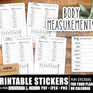 Body Measurements PRINTABLE Stickers for Your Planner or Notebook - Etsy