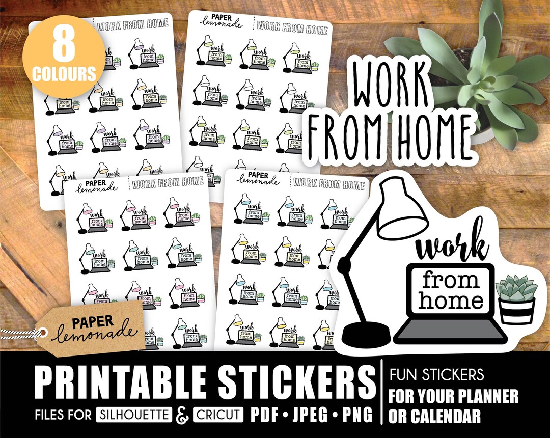 Work From Home PRINTABLE Planner Stickers Computer Working Reminder ...
