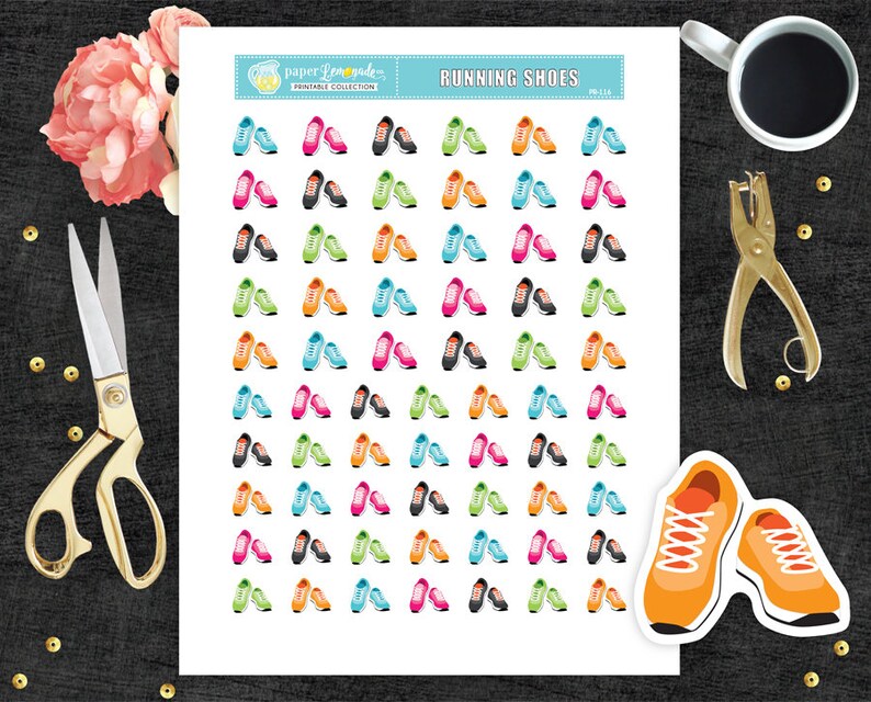 Printable Stickers Fitness Stickers Printable Running Shoe Stickers ...