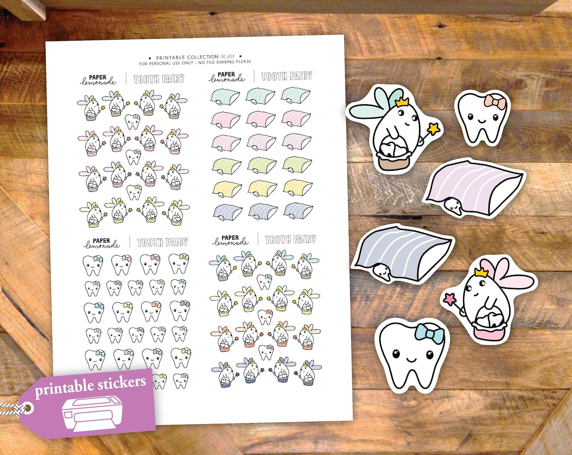 Printable Tooth Fairy Stickers Schmoo is the Tooth Fairy in | Etsy