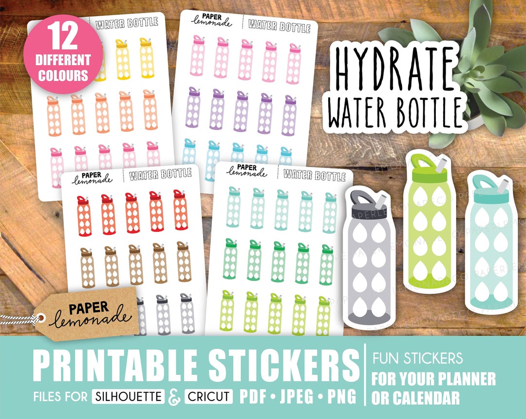 Printable Stickers Daily Hydrate Sticker Colourful Drinking Water ...
