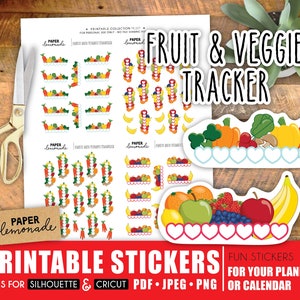 Printable Fruit and Veggie Tracker Stickers Healthy Habits Eat More ...