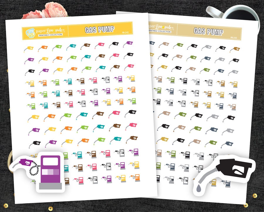 Printable Gas Pump Planner Stickers to Mark Needing to Get Gas in Your ...