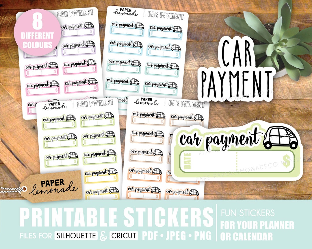 Car Payment Printable Stickers Payment Reminder for Your Planner Track ...