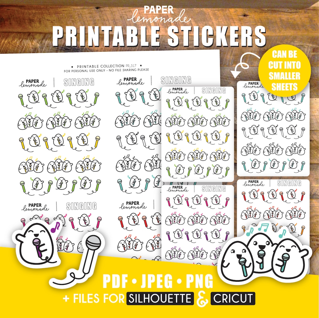 Singing Planner Stickers Printable Karaoke - Etsy