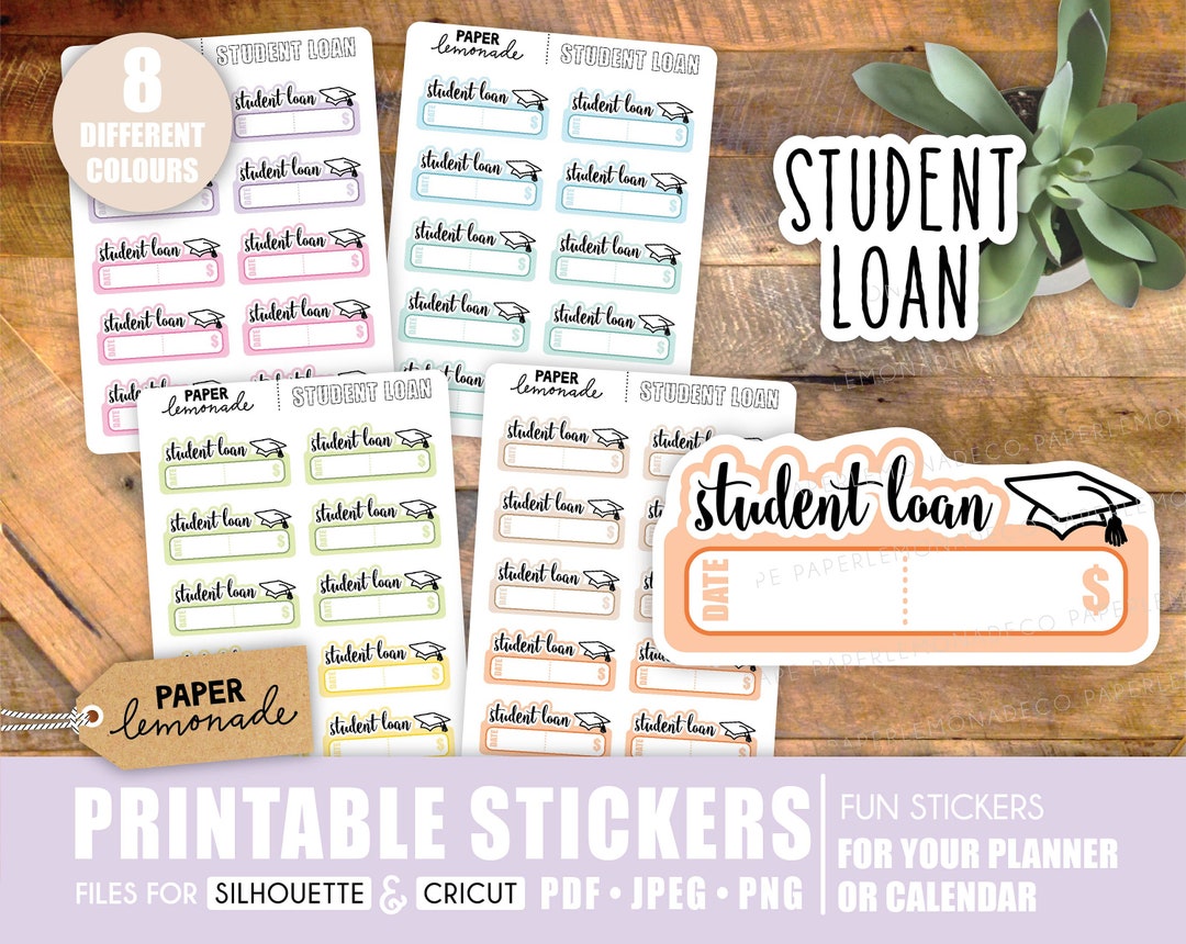 Student Loan Printable Stickers Payment Reminder for Your Planner Track ...