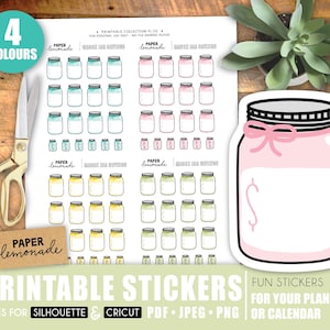 Savings Stickers Printable Planner Stickers Mason Jar Savings Money ...
