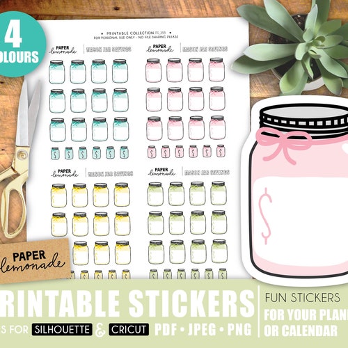 Savings Stickers Printable Planner Stickers Mason Jar Savings - Etsy
