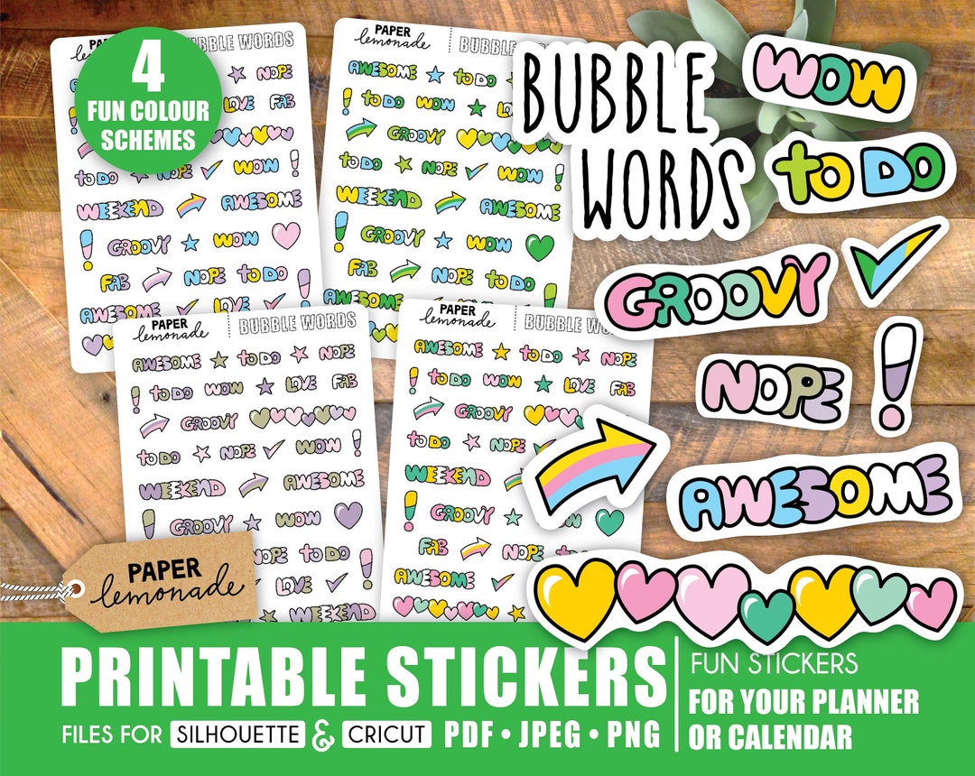 Printable Bubble Words to Brighten up Your Planner Words Like Wow ...
