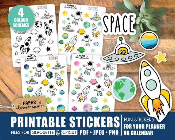 Printable Space Stickers Including Astronauts Rockets Earth | Etsy
