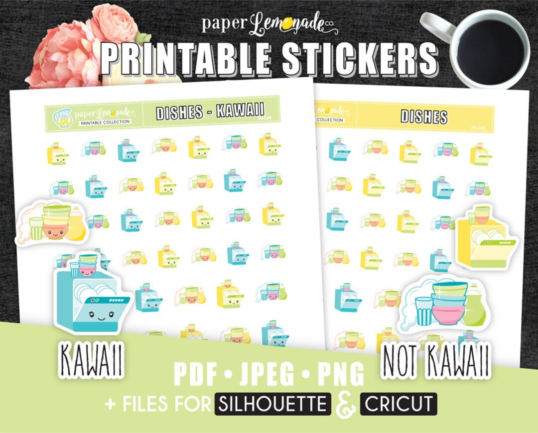 Printable Stickers Dish Washing Stickers Doing Dishes Printable Washing ...