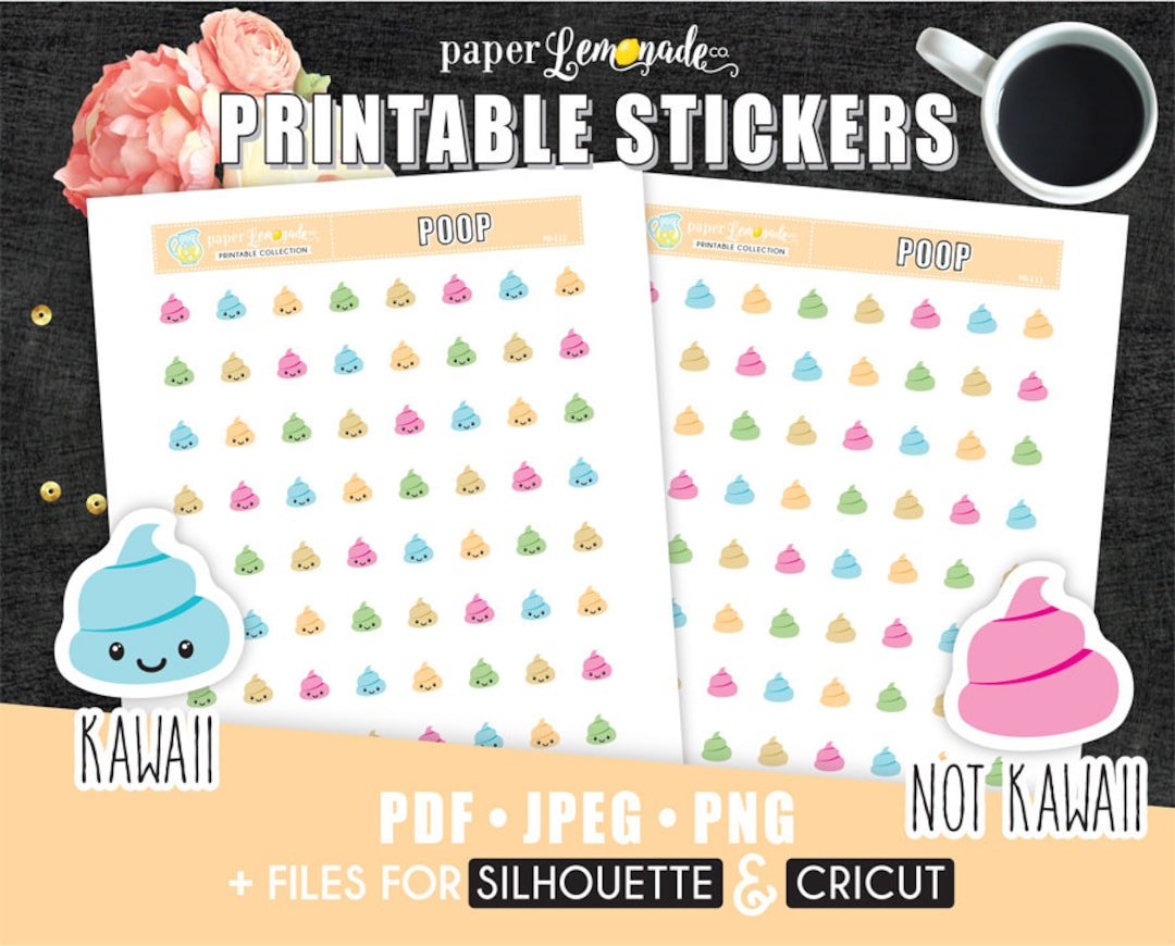 Printable Stickers POOP Stickers Pastel Poop Constipation Stickers ...