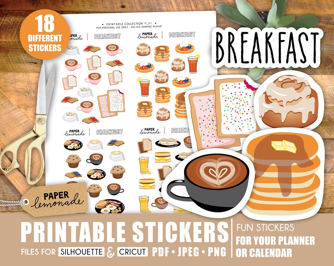 Printable Breakfast Planner Stickers Classic Brunch Stickers Such as ...