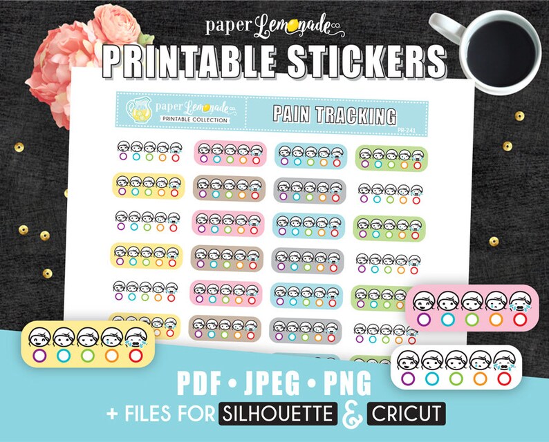 Printable Stickers Pain Tracking Sticker Mood or Health Printable ...
